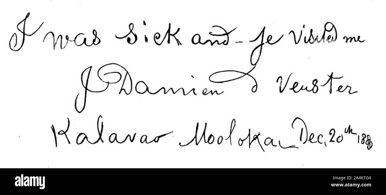 Father Damien's signature 1880 Stock Photo - Alamy