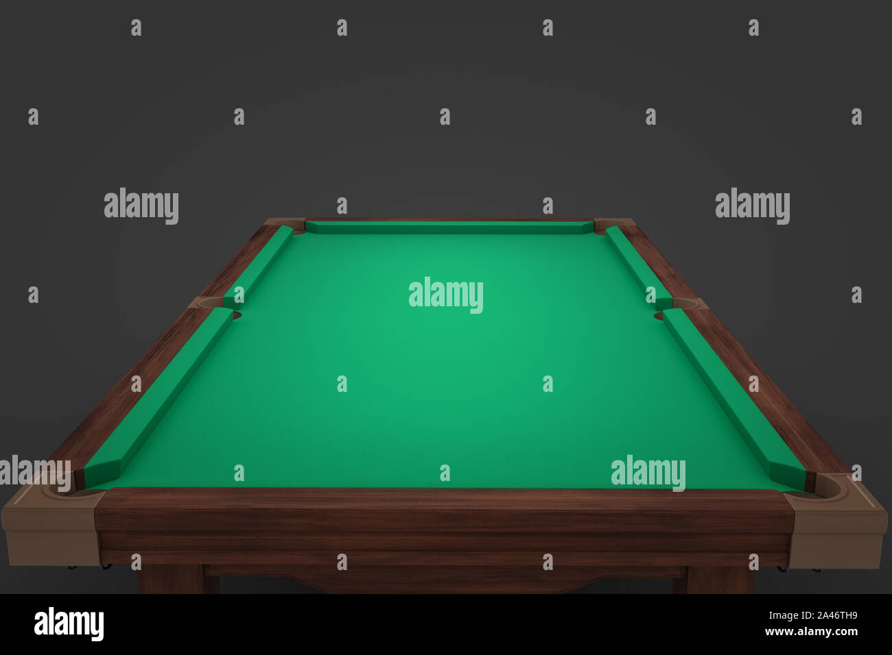 3d rendering of an empty billiard table on a dark background. Leisure ...