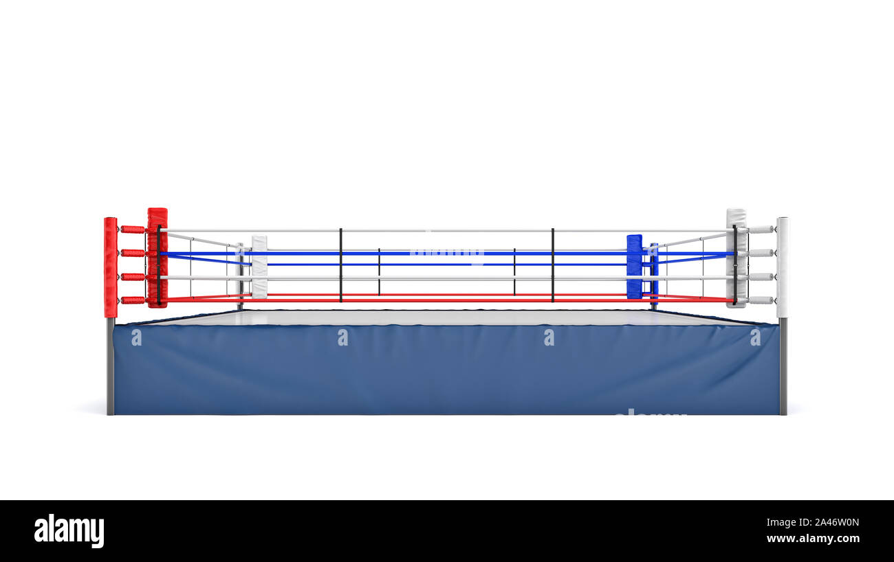 3d rendering of an empty boxing ring in front view isolated on white ...