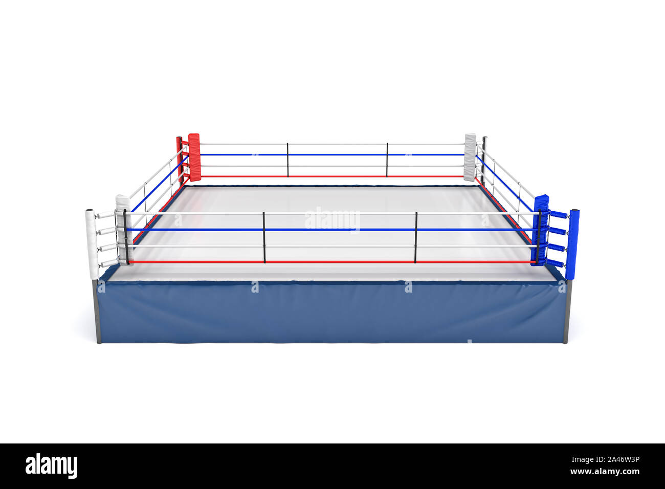 3d rendering of an empty boxing ring in top front view isolated in ...