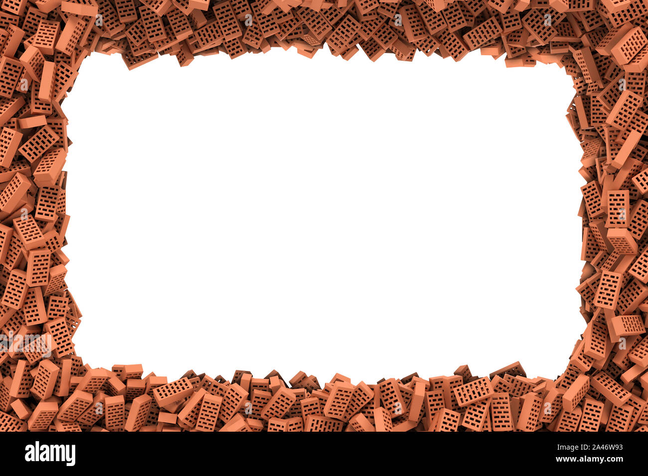 3d rendering of rectangle frame of bricks on white background. Photo ...