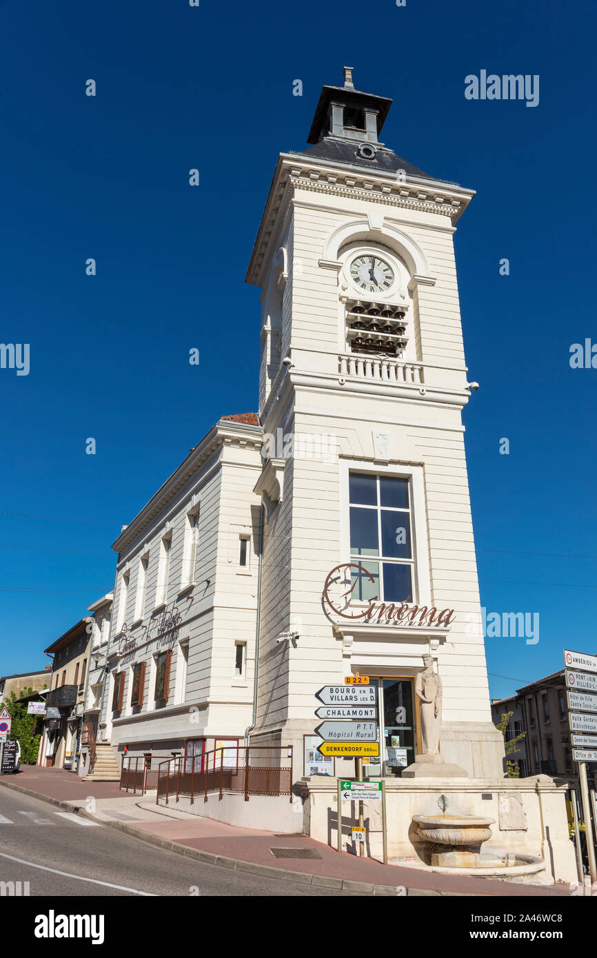 Meximieux, France; 09/12/2019; Center of Meximieux village in Ain ...