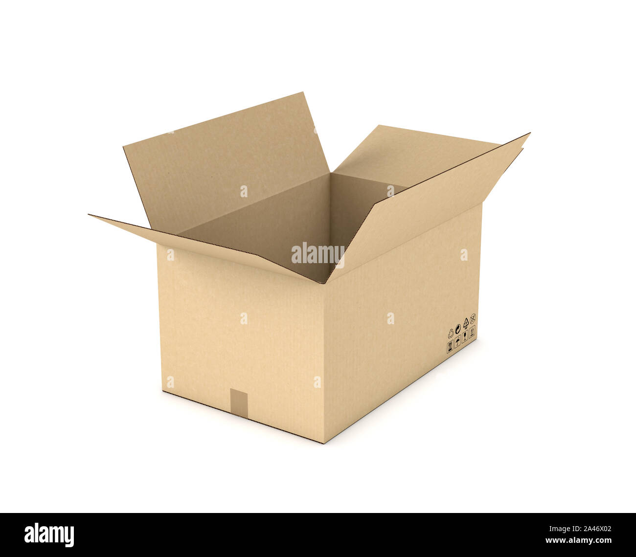 3d rendering of an open light beige cardboard mail box isolated on a ...