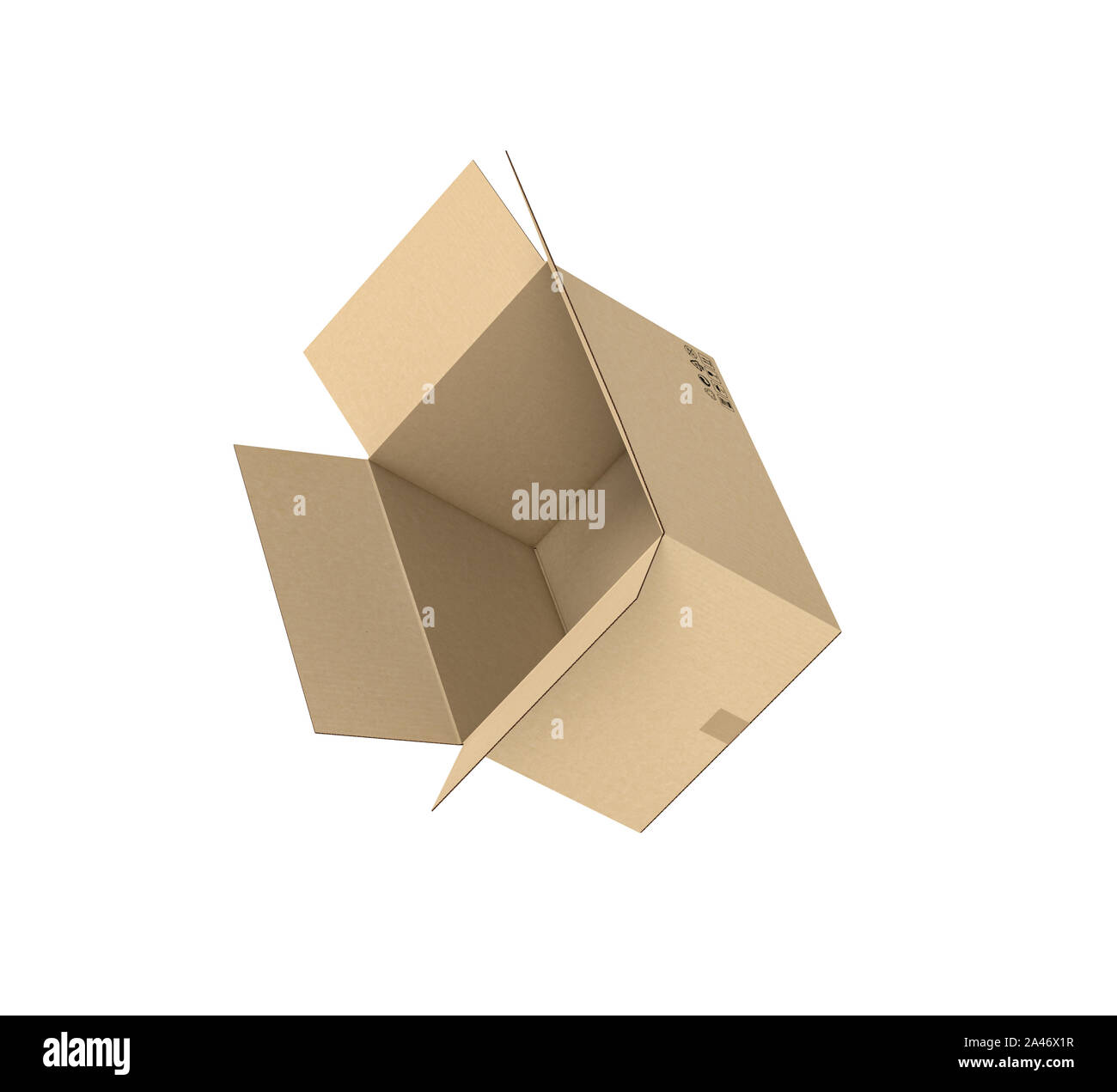 3d rendering of an open light beige cardboard mail box isolated on a ...