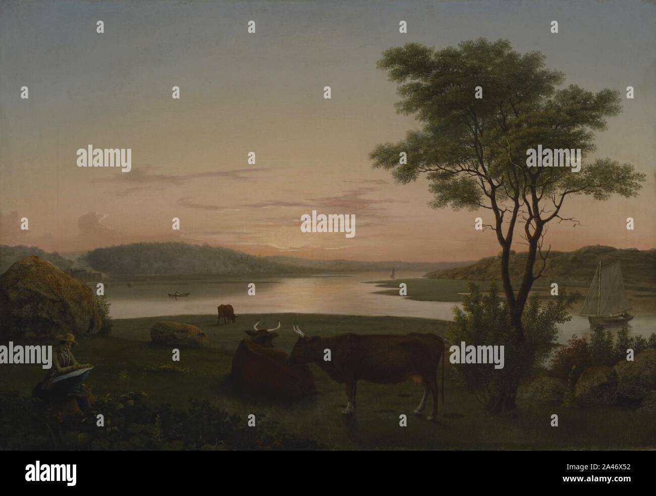 Fitz Henry Lane - New England Inlet with Self-Portrait Stock Photo - Alamy