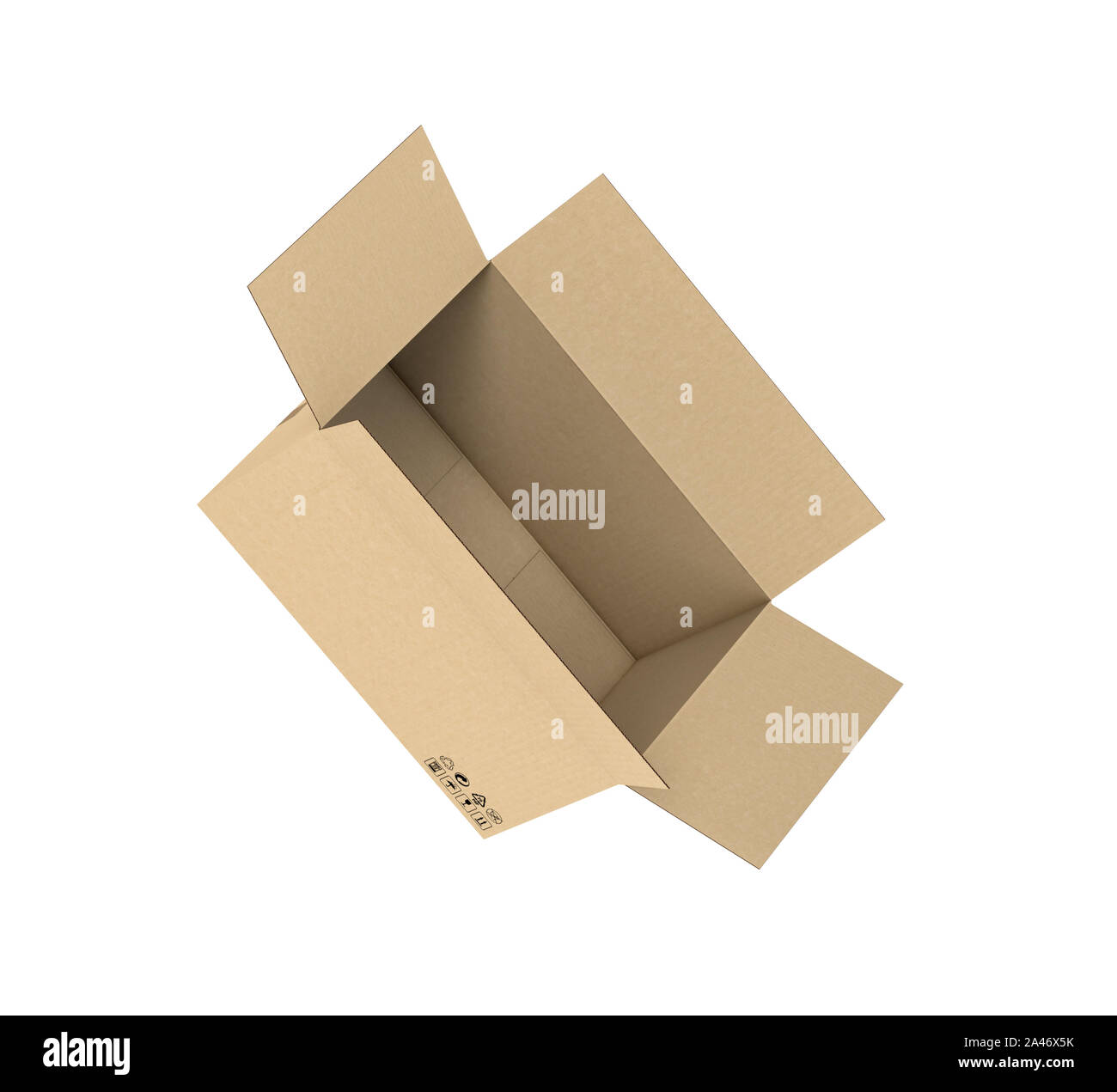 3d rendering of an open light beige cardboard mail box isolated on a ...