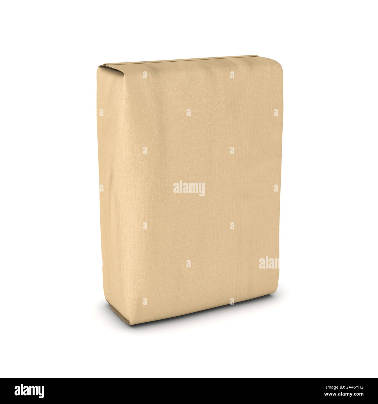 3d rendering of a light beige sack of cement isolated on a white ...