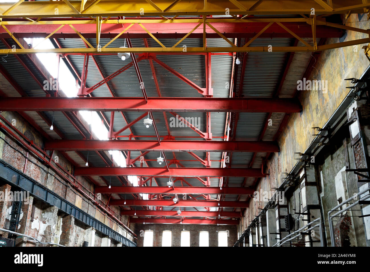 Empty factory building or warehouse building with concrete floor for ...