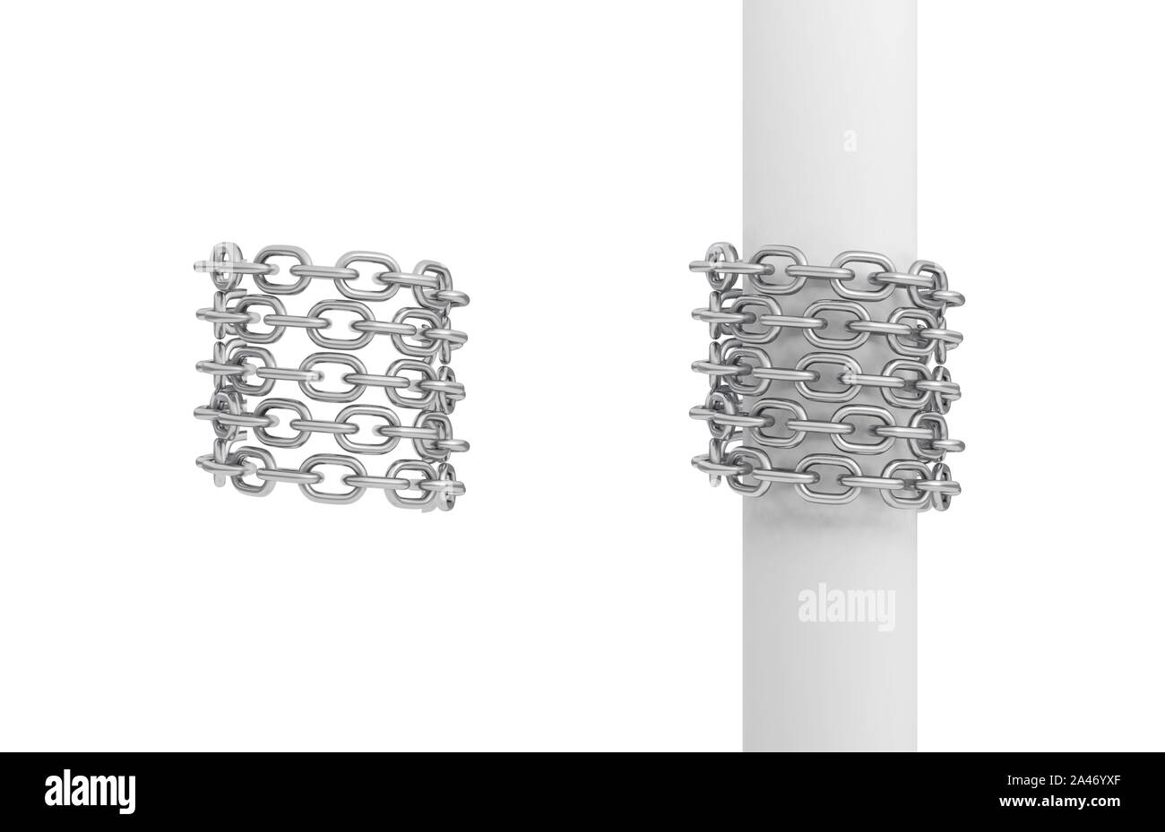 Steel chain around a pole Cut Out Stock Images & Pictures - Alamy