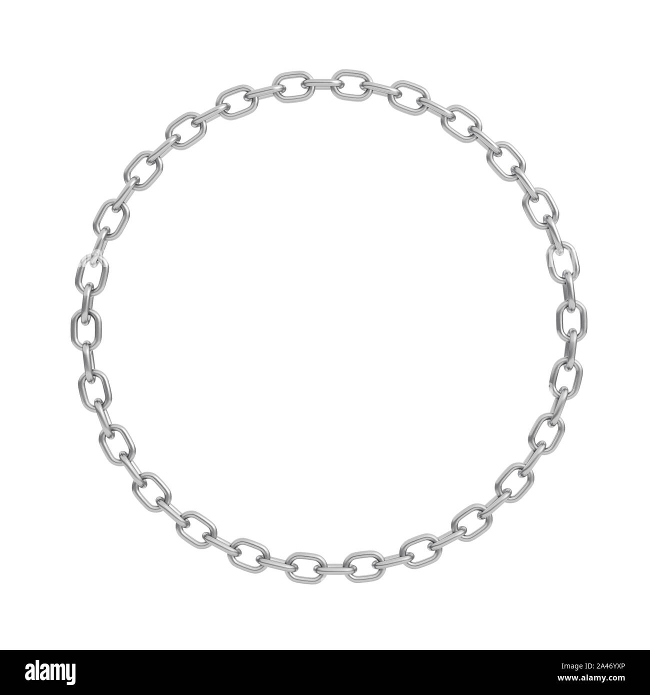 3d rendering of a polished steel chain made in shape of a perfect ...