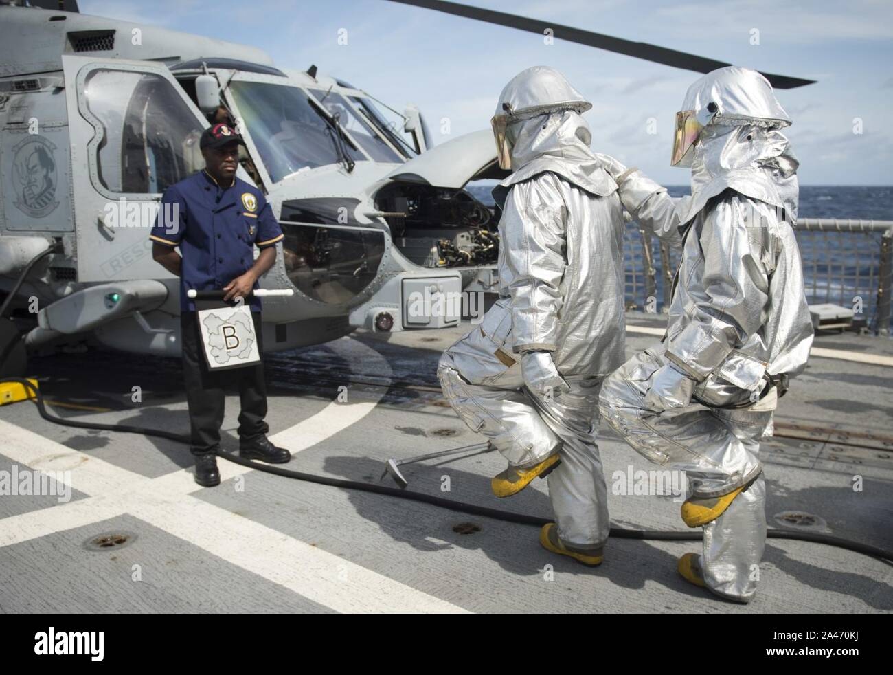 Flight deck firefig Stock Photo - Alamy