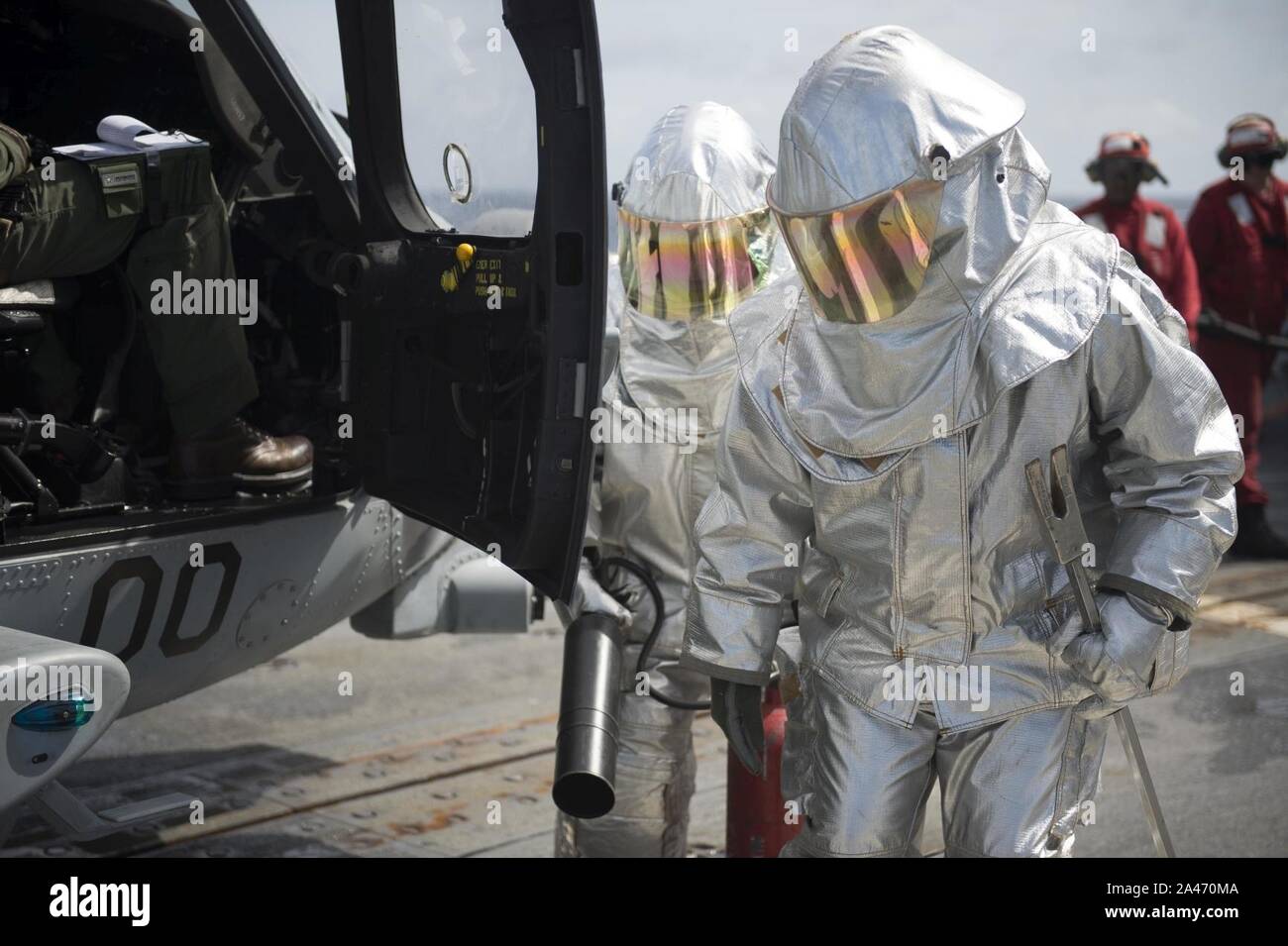 Flight deck firefig Stock Photo - Alamy