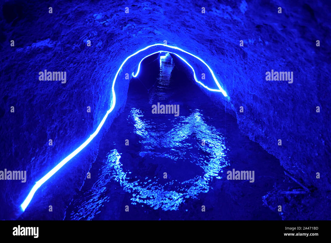 Underground tunnel for mountain spring water in Turpan Karez Well ...