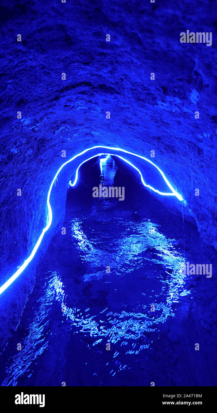 Underground tunnel for mountain spring water in Turpan Karez Well ...