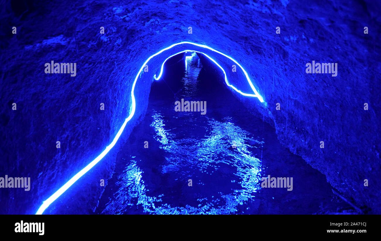 Underground tunnel for mountain spring water in Turpan Karez Well ...