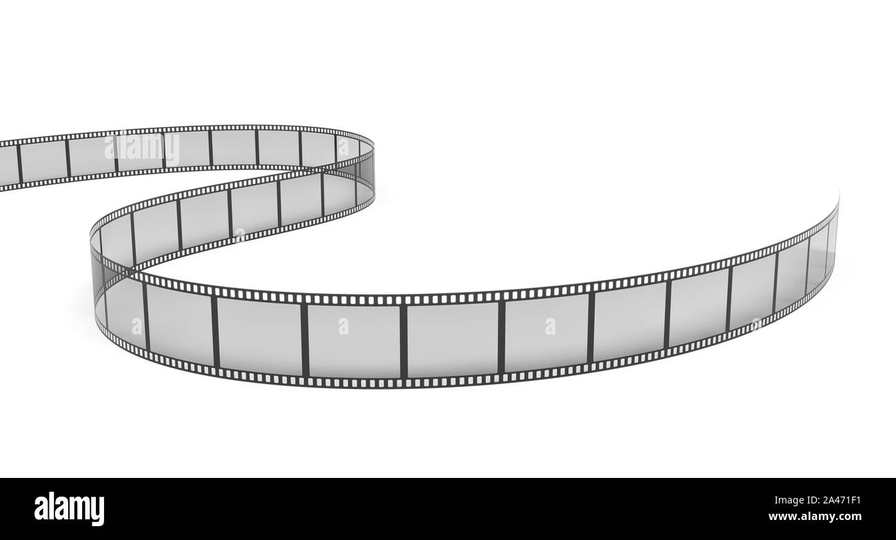 3d rendering of a single film strip arranged in turns and bends on ...