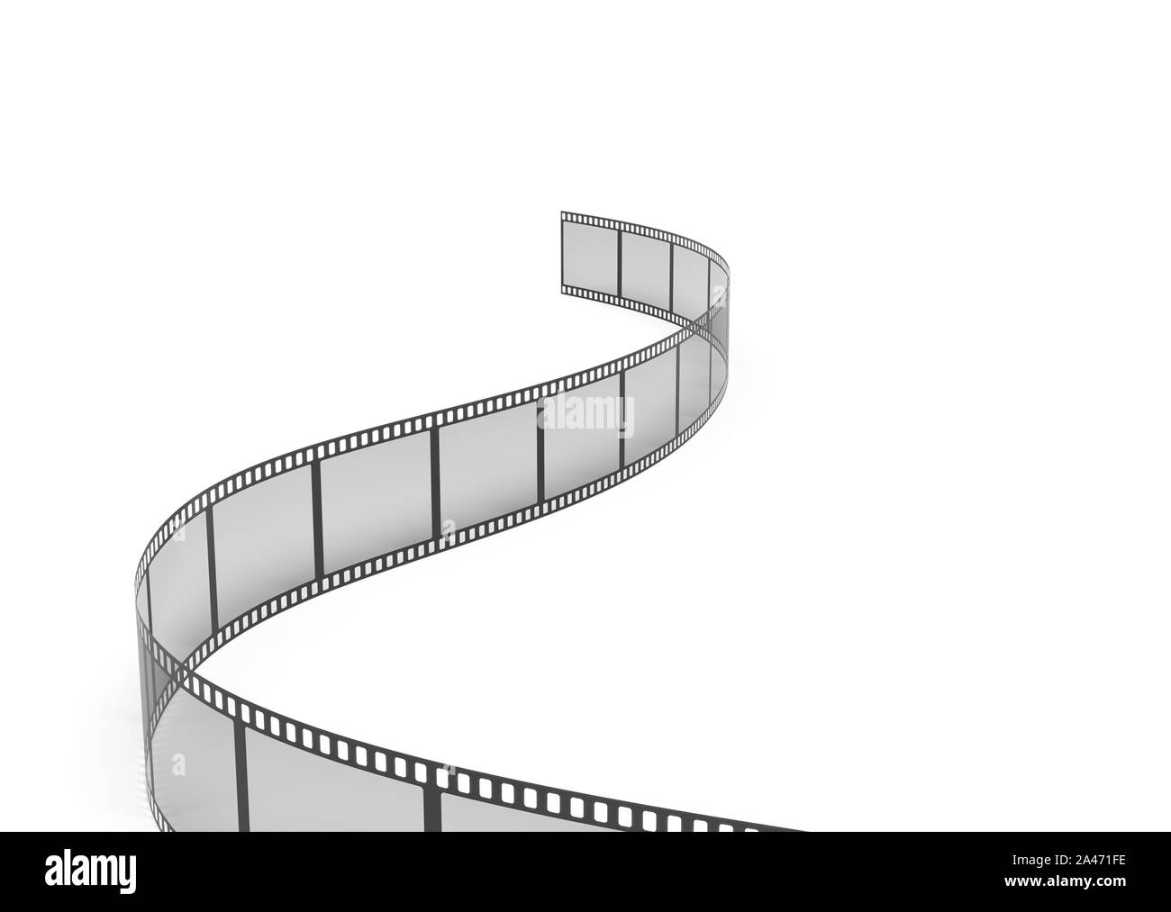 3d rendering of a single film strip arranged in turns and bends on ...