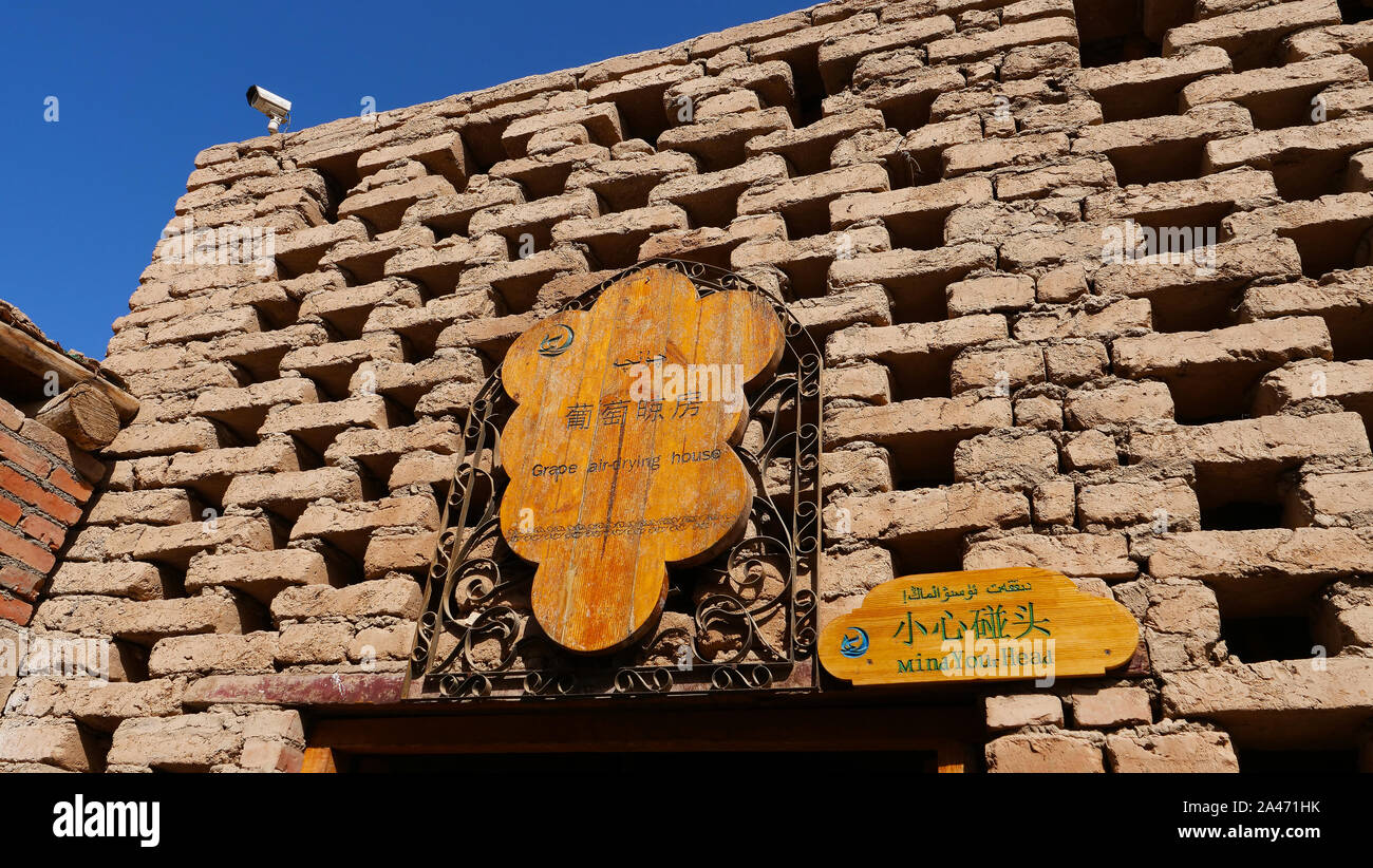 Ancient traditional grape air dried house architecture in Turpan Karez ...