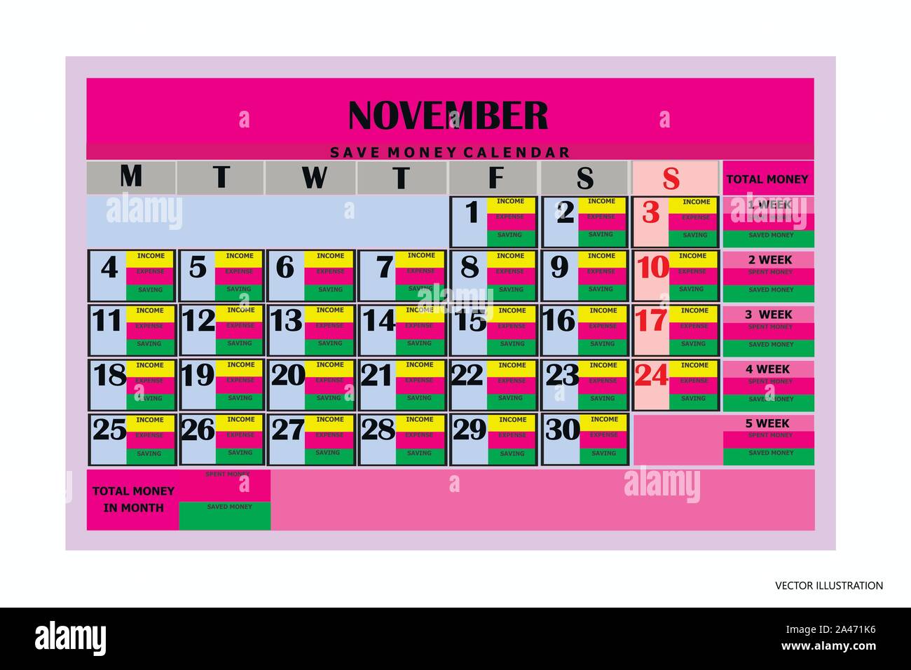 Design calendar month november 2019. Save money calendar 2019. Calendar ...