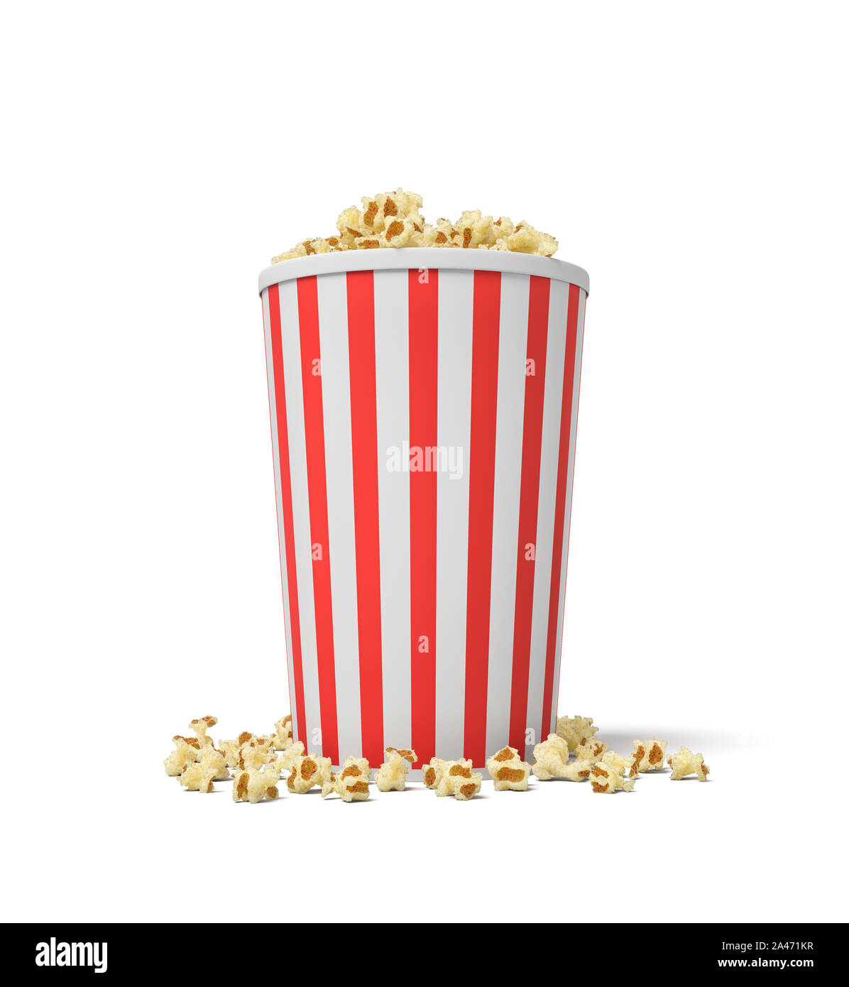 3d rendering of a single small popcorn bucket in red and white stripes ...