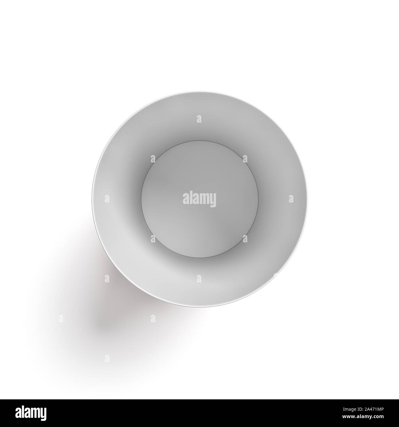 3d rendering of a small popcorn empty bucket in top view on a white ...