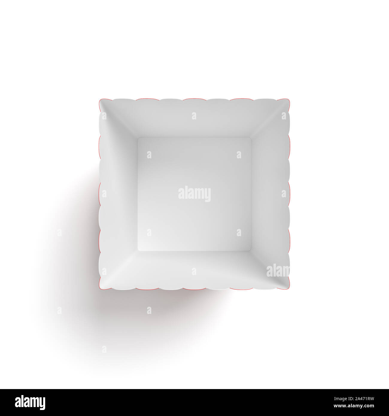3d rendering of a empty square striped popcorn bucket in top view ...