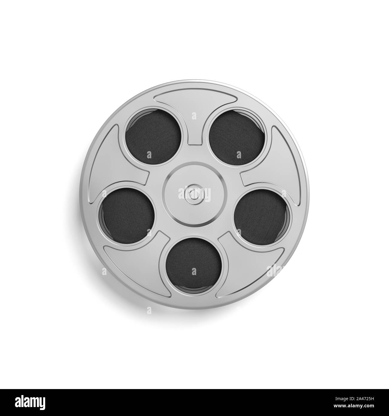 3d rendering of a single movie reel with a lot of film taped tightly ...