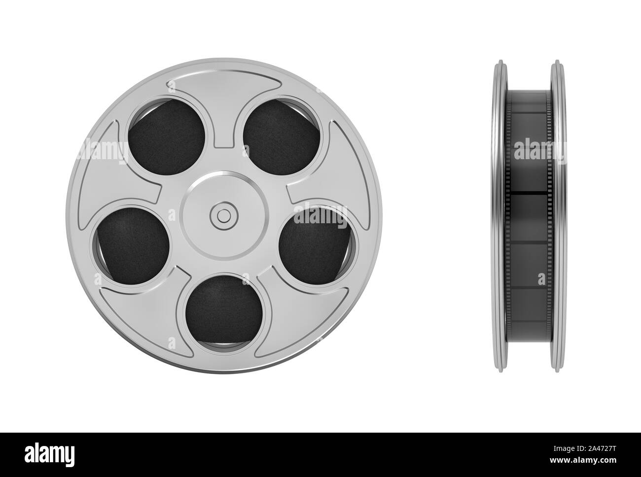 3d rendering of movie reel with a lot of film taped tightly inside of ...