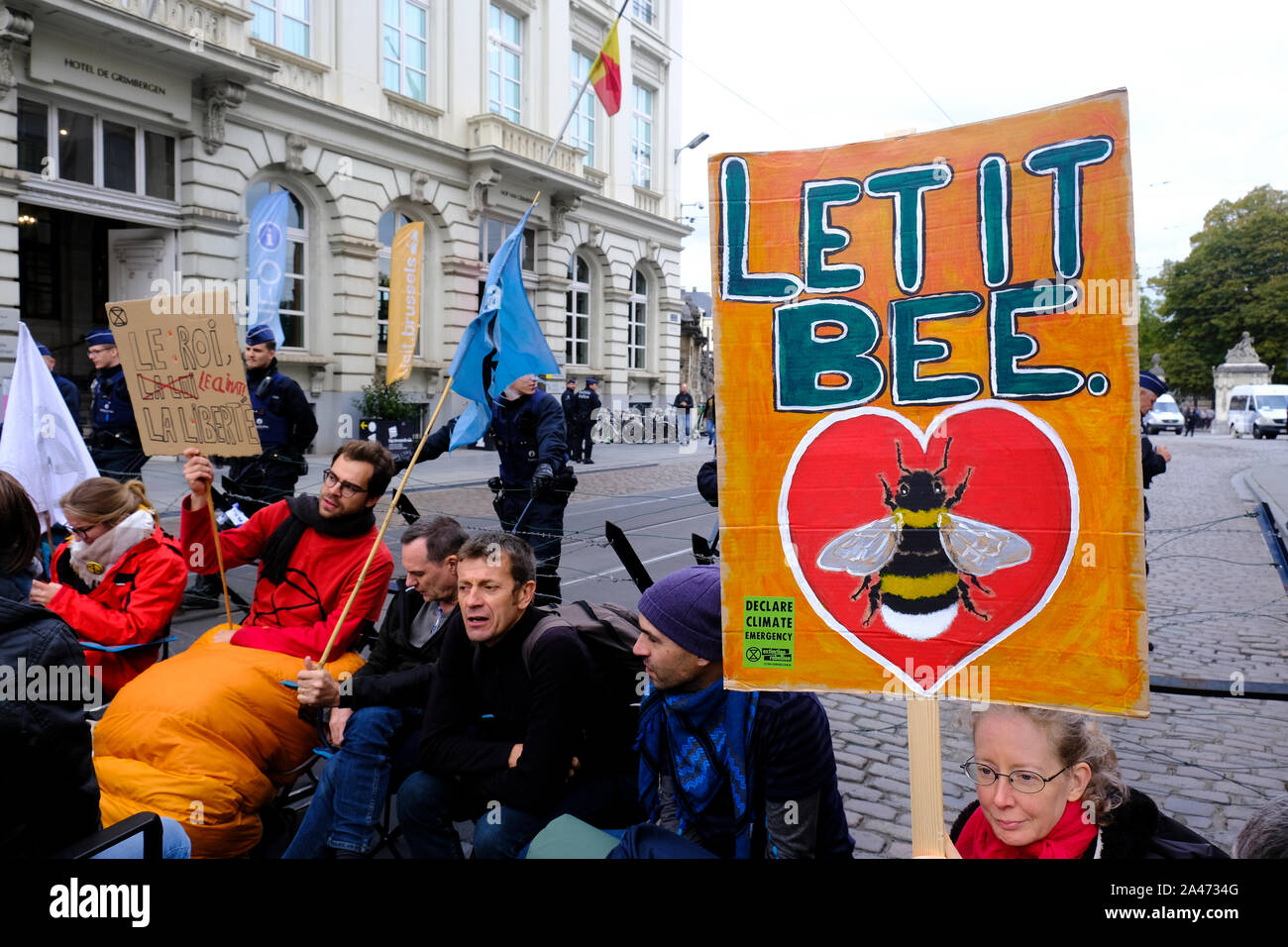 Brussels, Belgium. 12th October 2019.Climate activists gather near the ...