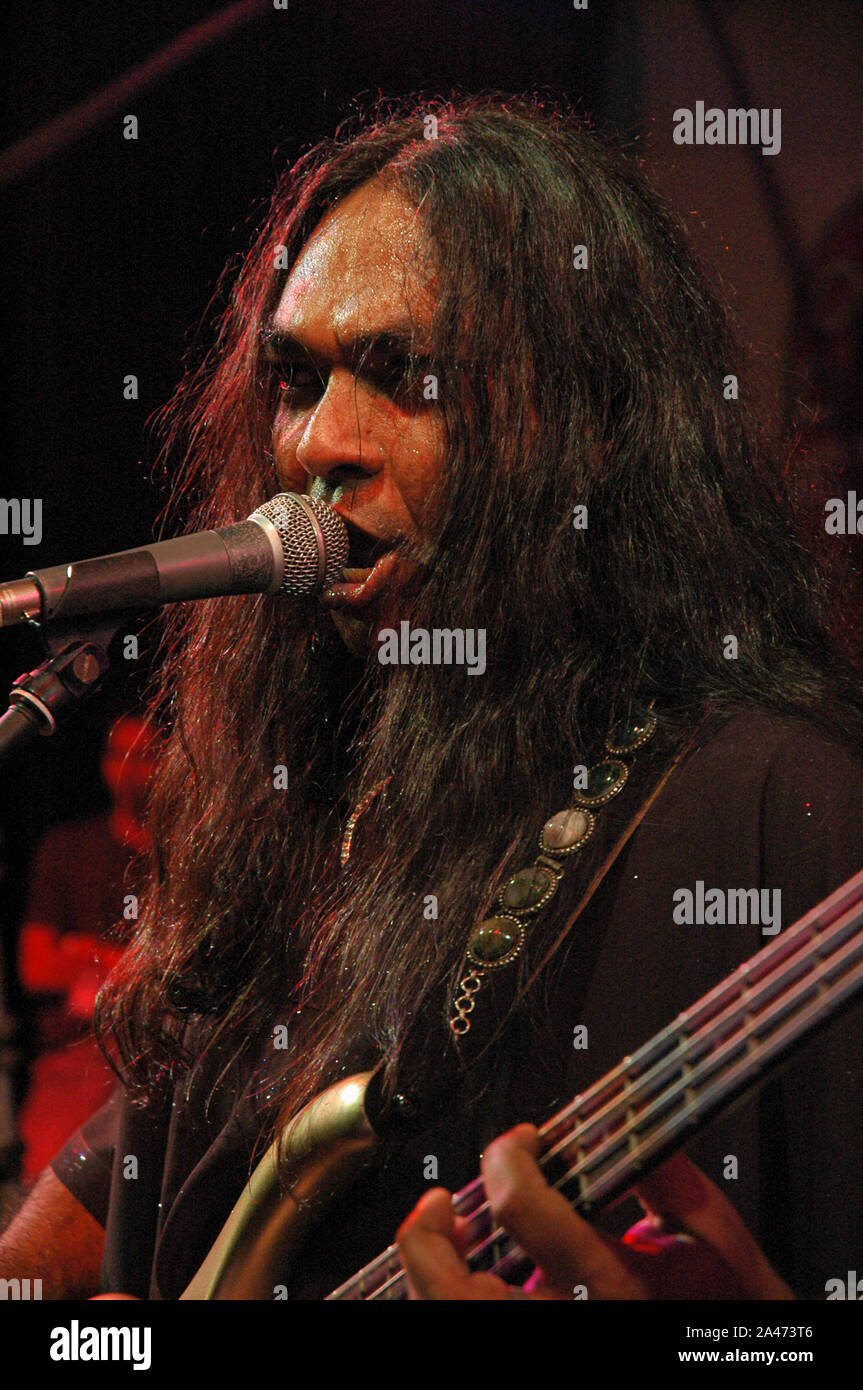 Bangladeshi band singer Biplob performs on a stage in Dhaka, Bangladesh ...