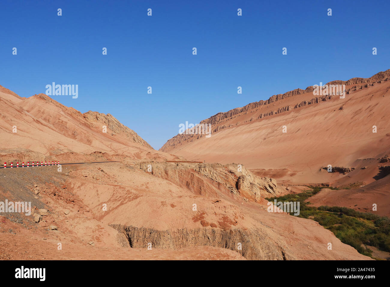 Nature landscape view of the Flaming Mountain Valley in Turpan Xinjiang ...