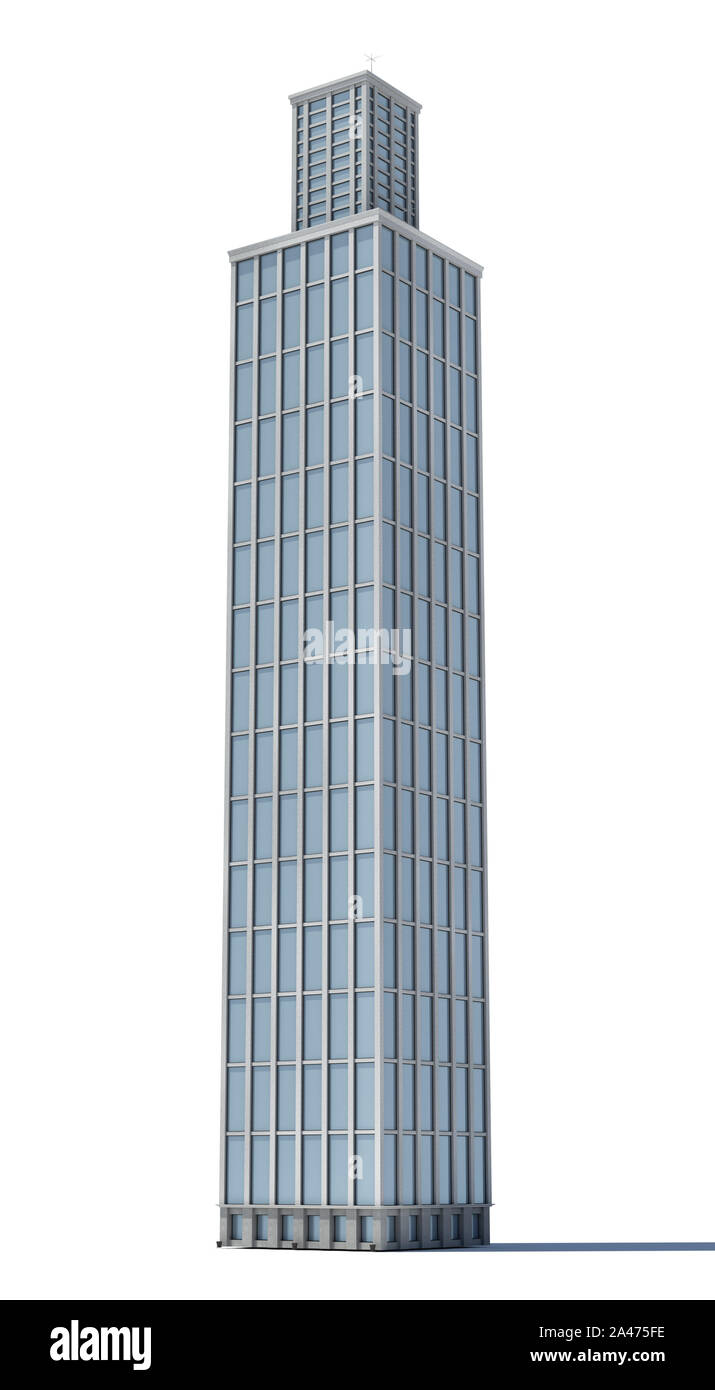 3d rendering of a white high office building with many large windows ...