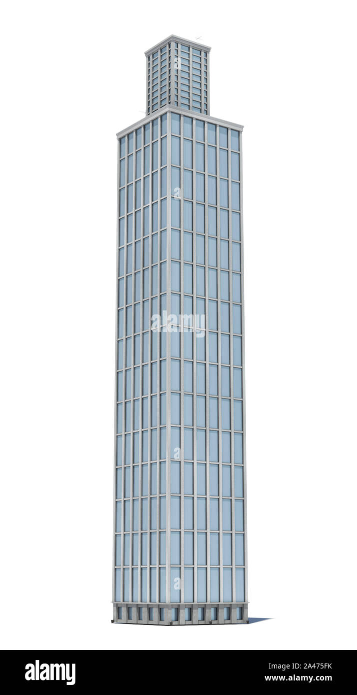 3d rendering of a white high office building with many large windows ...