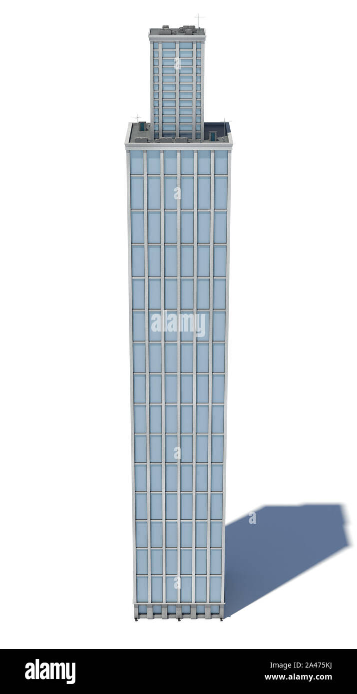 3d rendering of a white high office building with many large windows ...