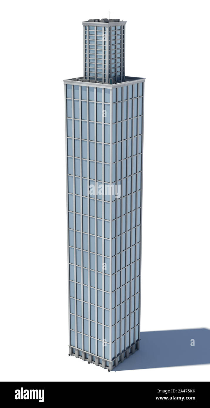 3d rendering of a white high office building with many large windows ...