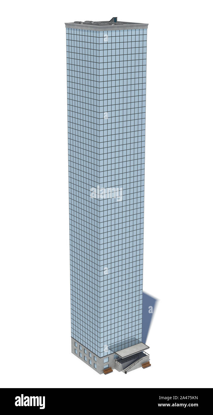 3d rendering of a white high office building with many large windows ...