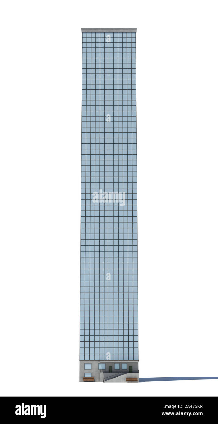 3d rendering of a white high office building with many large windows ...
