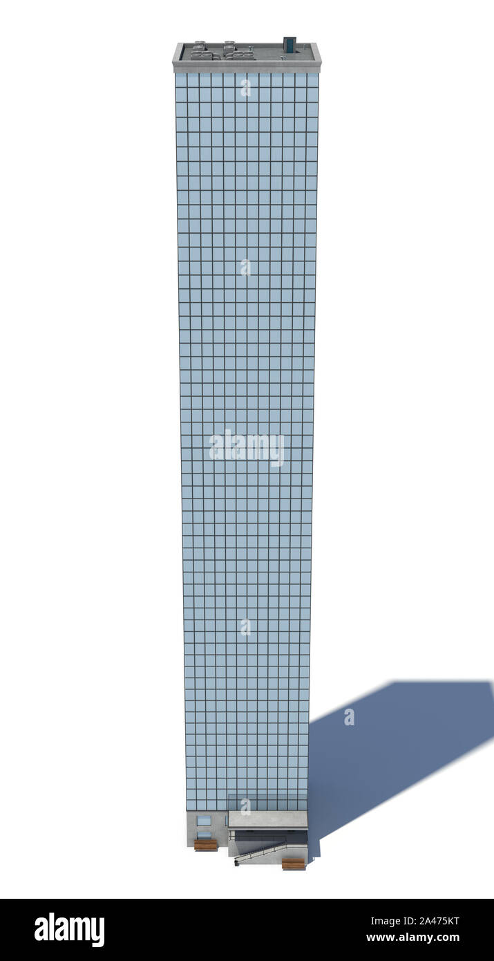 3d rendering of a white high office building with many large windows ...