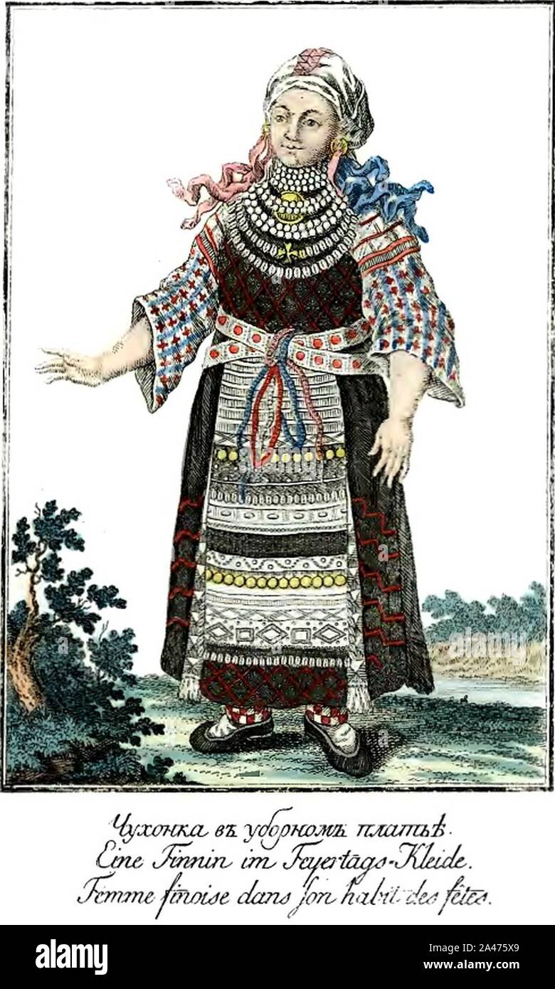 Finnish woman wearing a national costume Stock Photo - Alamy