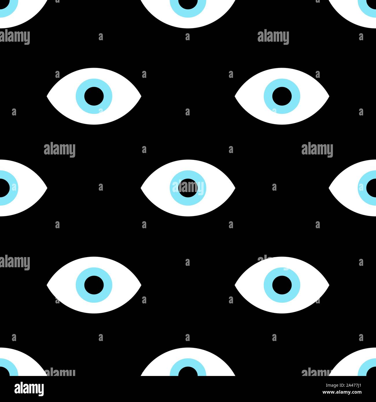 Vector seamless eye pattern on black background. modern trendy design ...