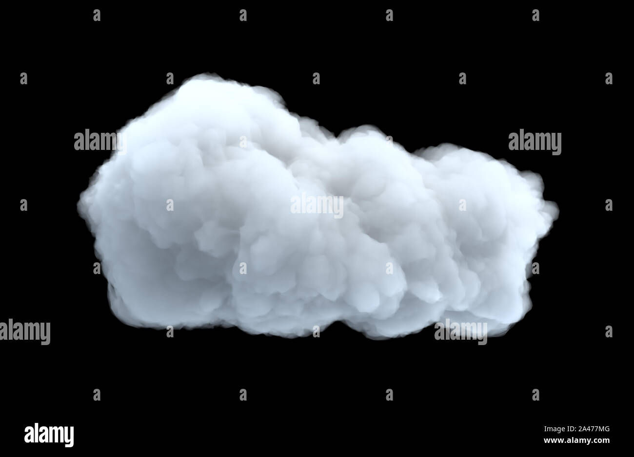 3d rendering of a white bulky cumulus cloud on a black background ...
