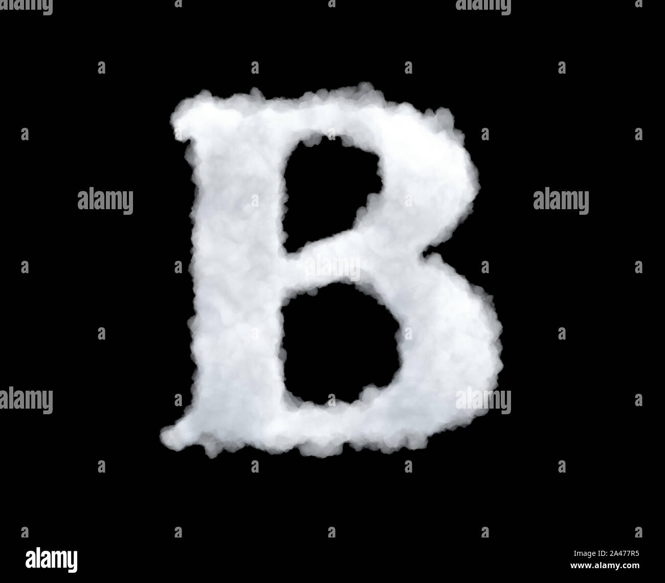 3d rendering of a letter-B-shaped cloud isolated on black background ...