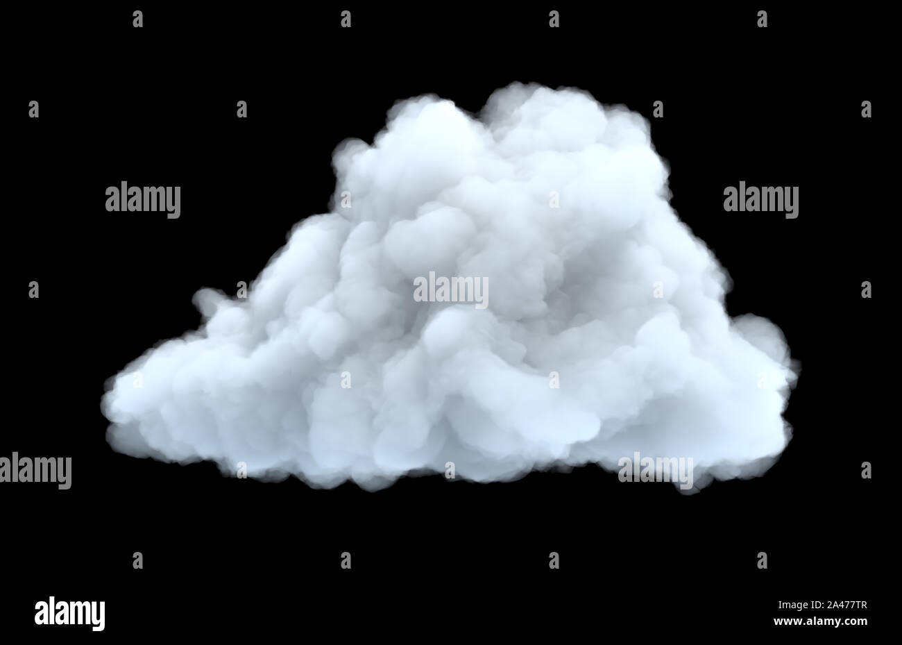 3d rendering of a white bulky cumulus cloud on a black background ...