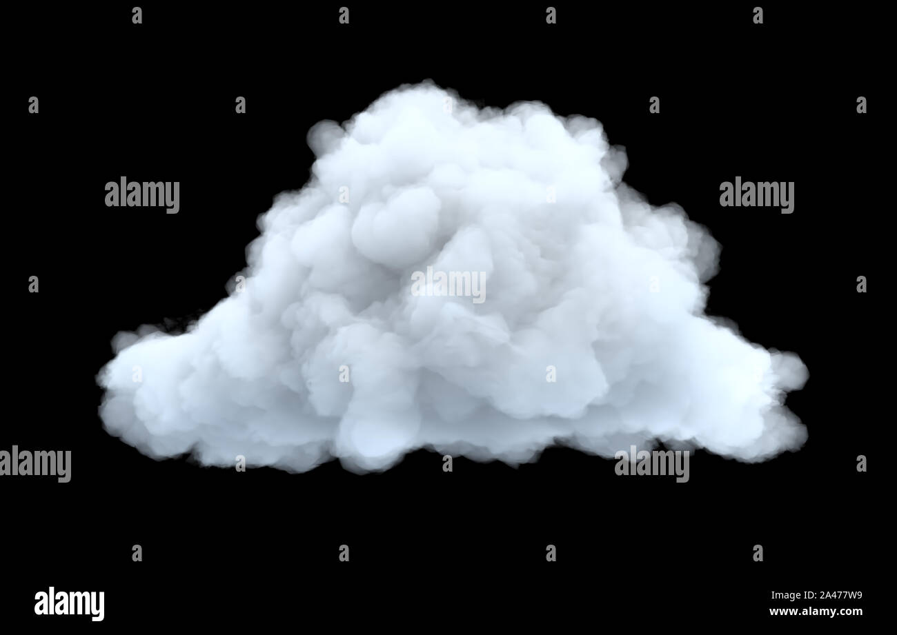 3d rendering of a white bulky cumulus cloud on a black background ...