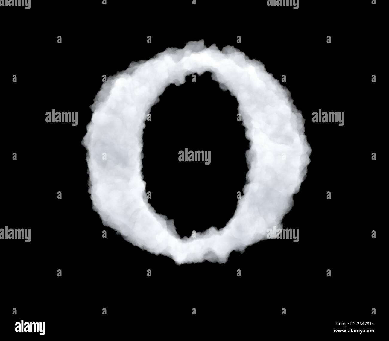 3d rendering of a letter-O-shaped cloud isolated on black background ...