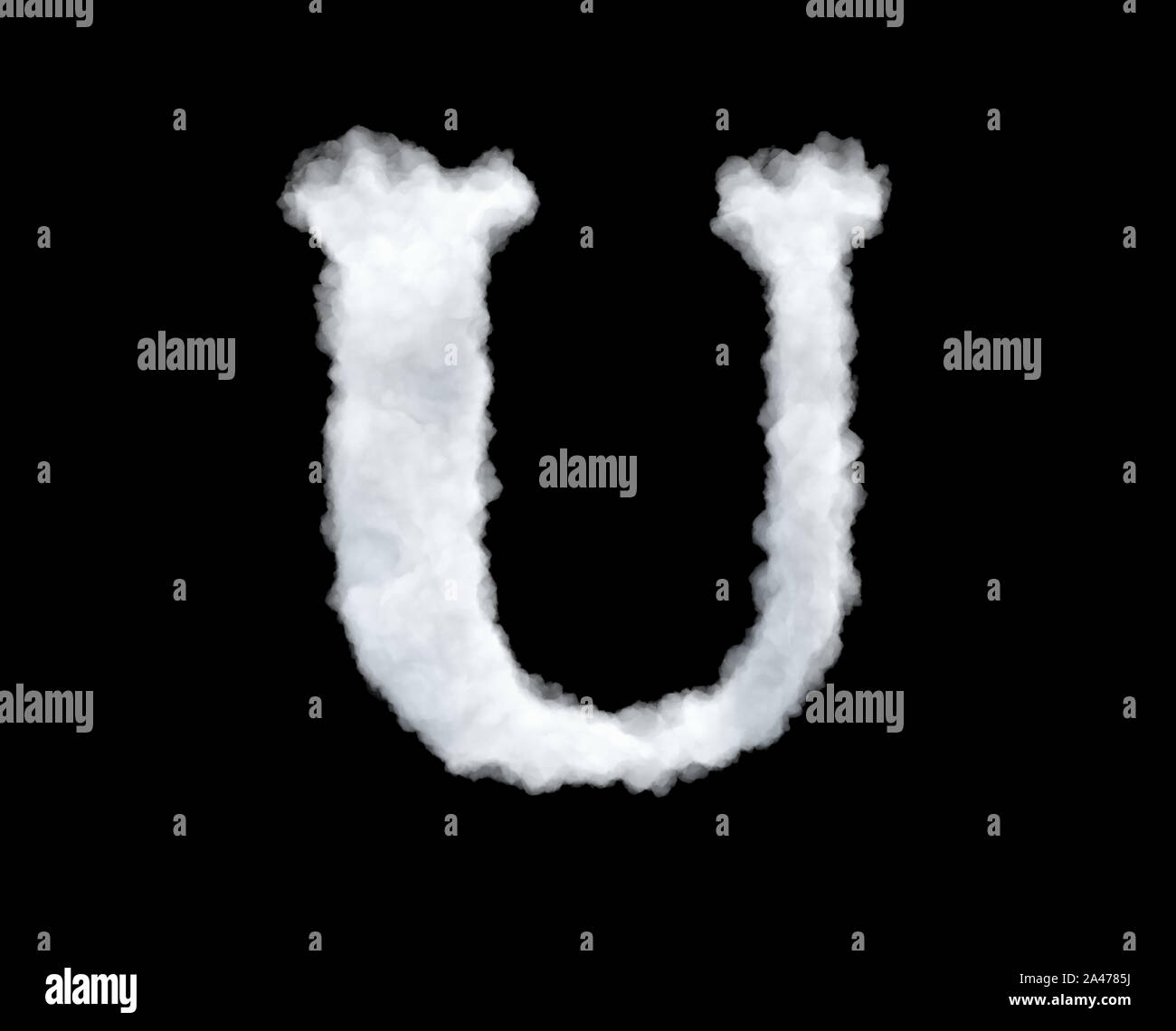 3d rendering of a letter-U-shaped cloud isolated on black background ...