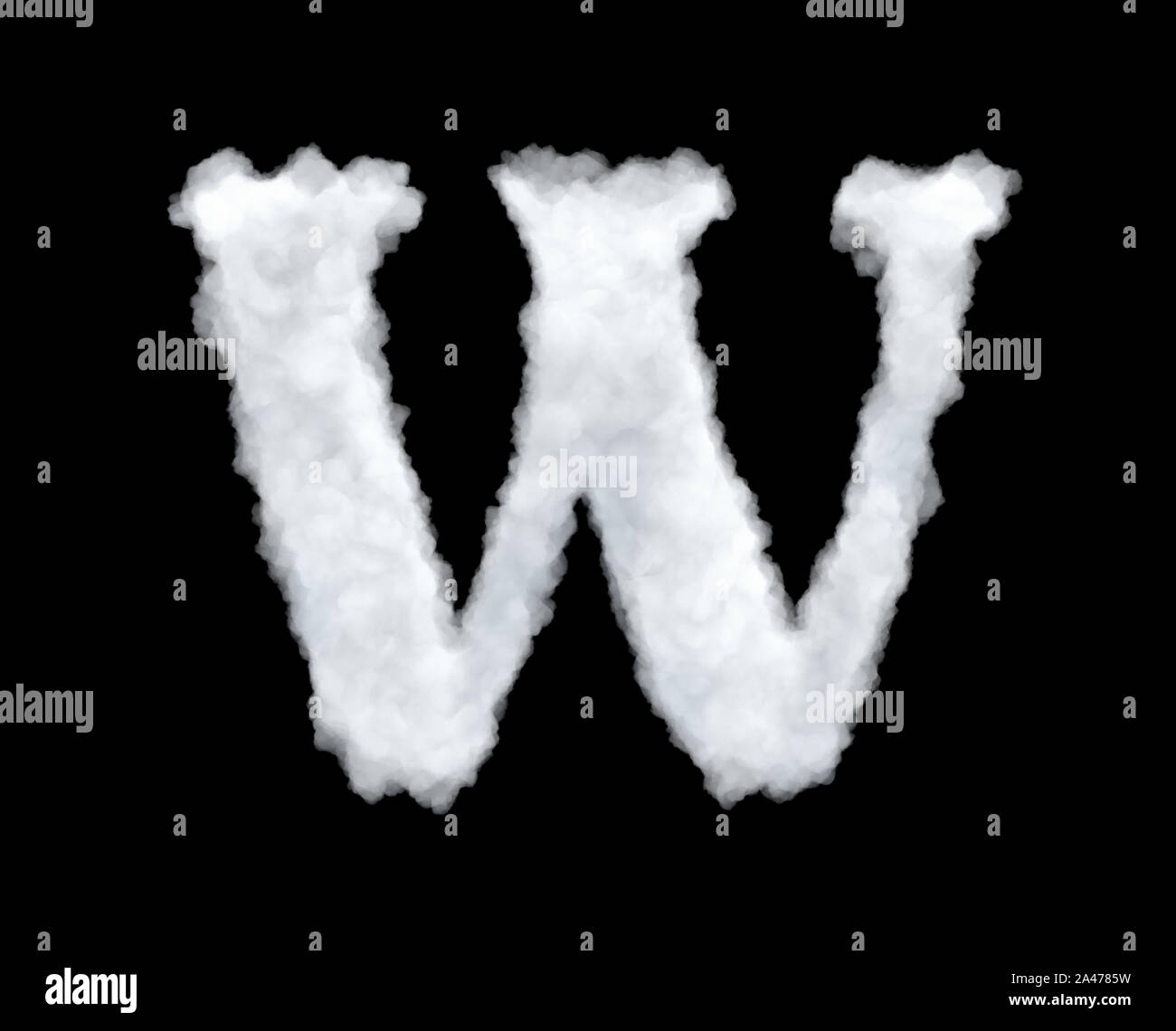 3d rendering of a letter-W-shaped cloud isolated on black background ...