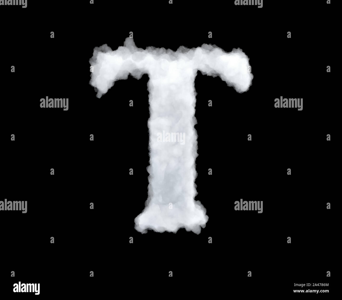 3d rendering of thick white cloud 'T' letter on black background ...