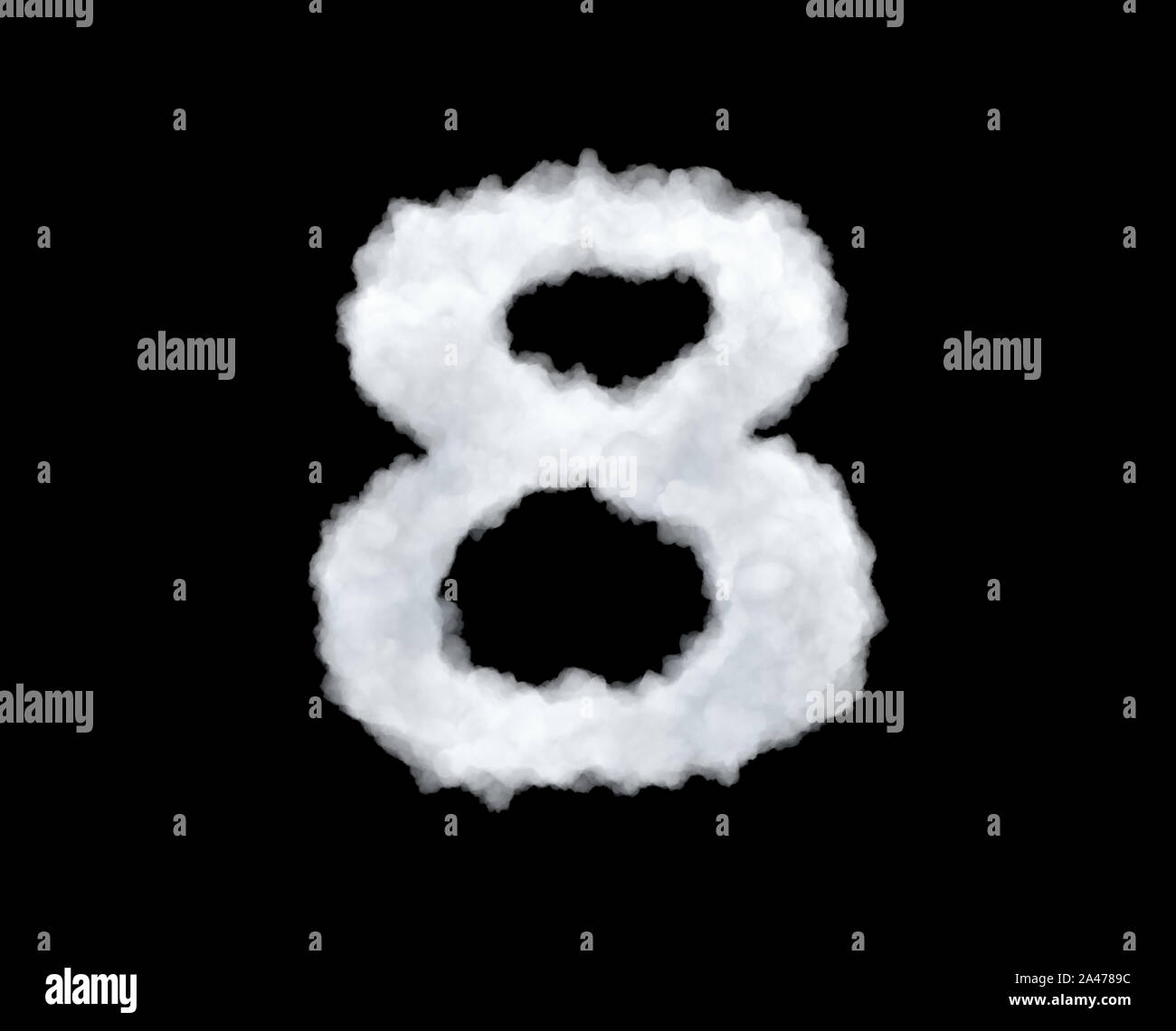 3d rendering of a cloud shaped as number 8 isolated on black background ...