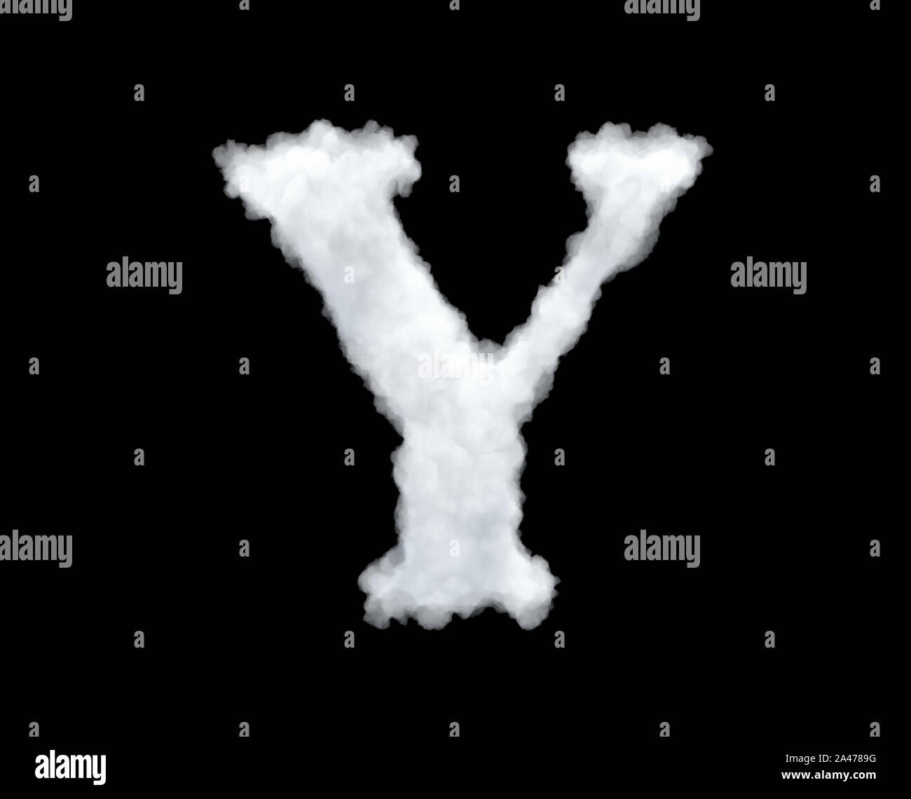 3d rendering of a letter-Y-shaped cloud isolated on black background ...